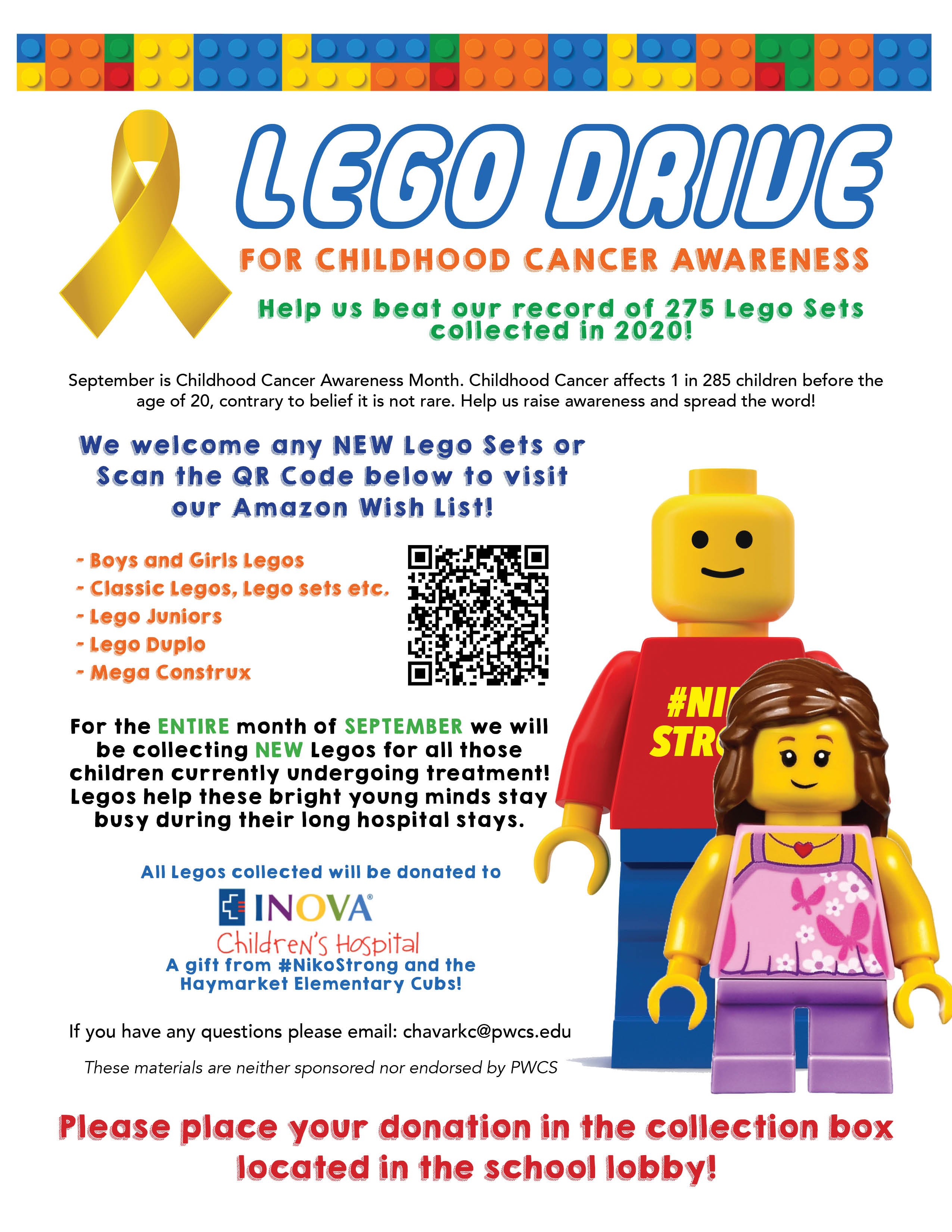 Lego Drive for Childhood Cancer Awareness - Haymarket Elementary School