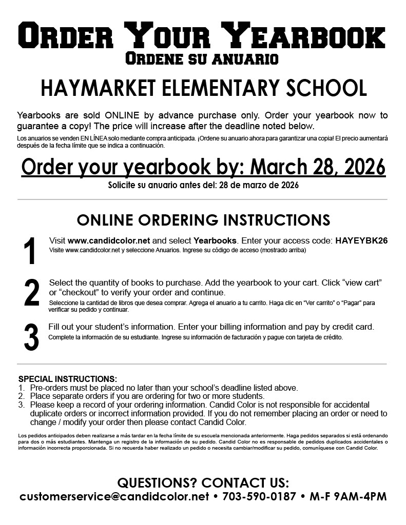Yearbooks Are Now On Sale - Haymarket Elementary School